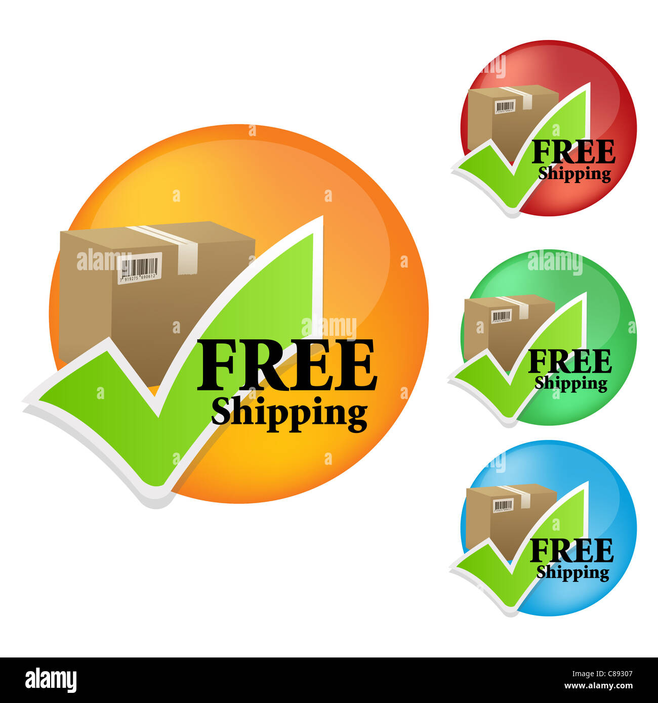illustration of free shipping of packages Stock Photo - Alamy