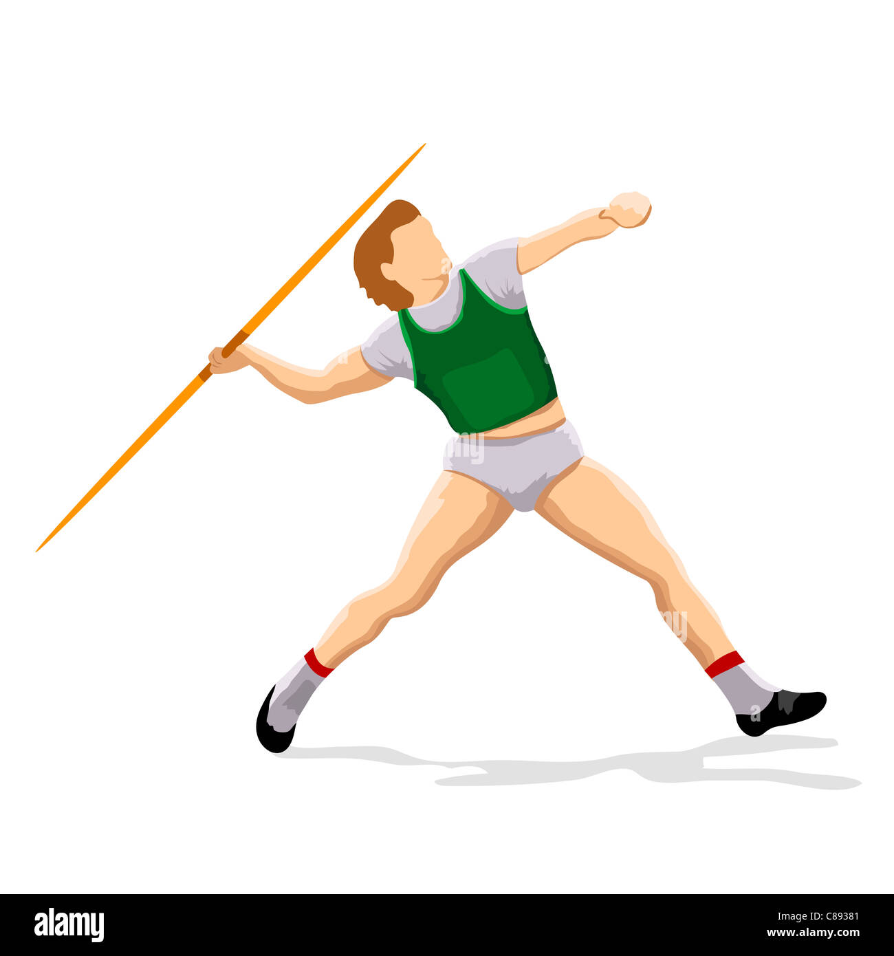 illustration of player throwing javelin Stock Photo - Alamy