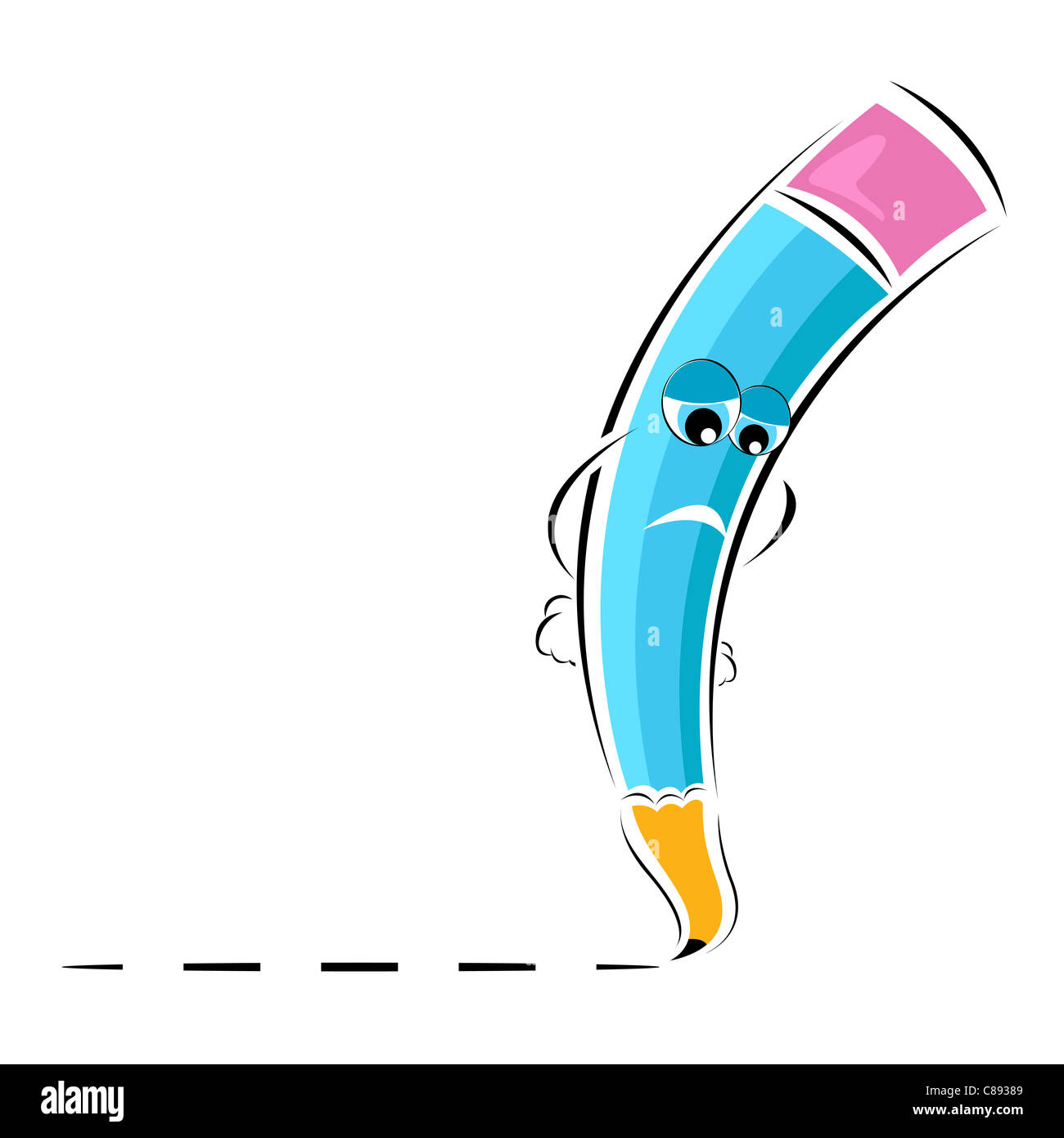 illustration of sad pencil on isolated background Stock Photo - Alamy