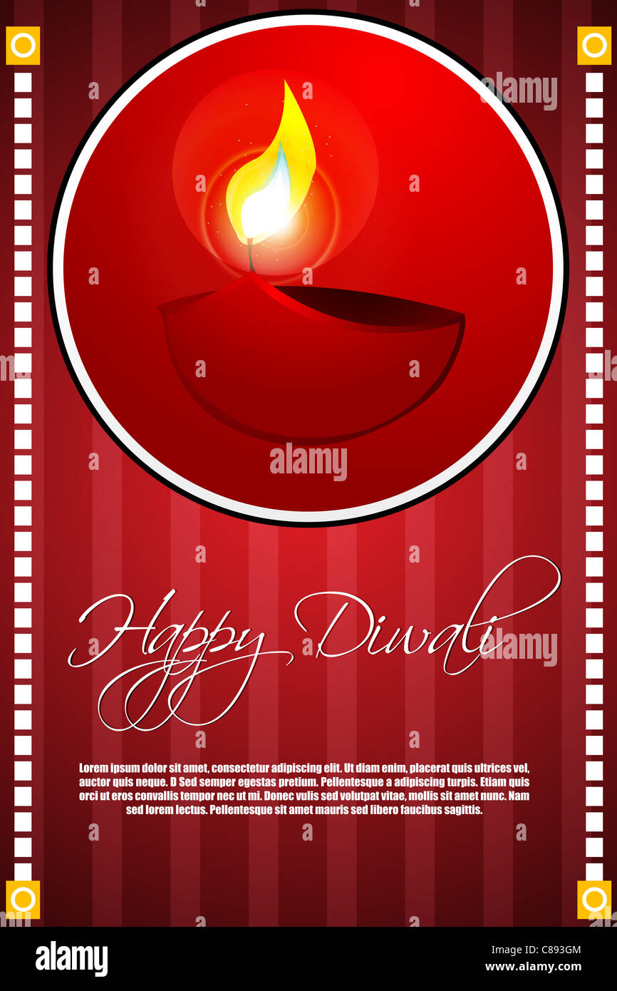 illustration of diwali wishing card with diya and sample text Stock ...