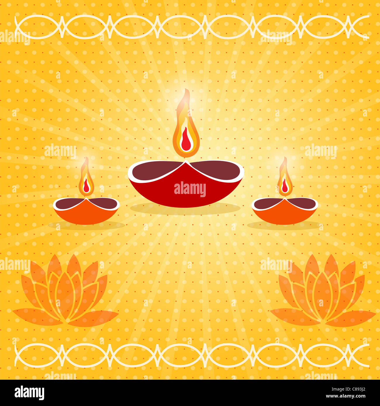 illustration of diwali card decorated with diya Stock Photo - Alamy