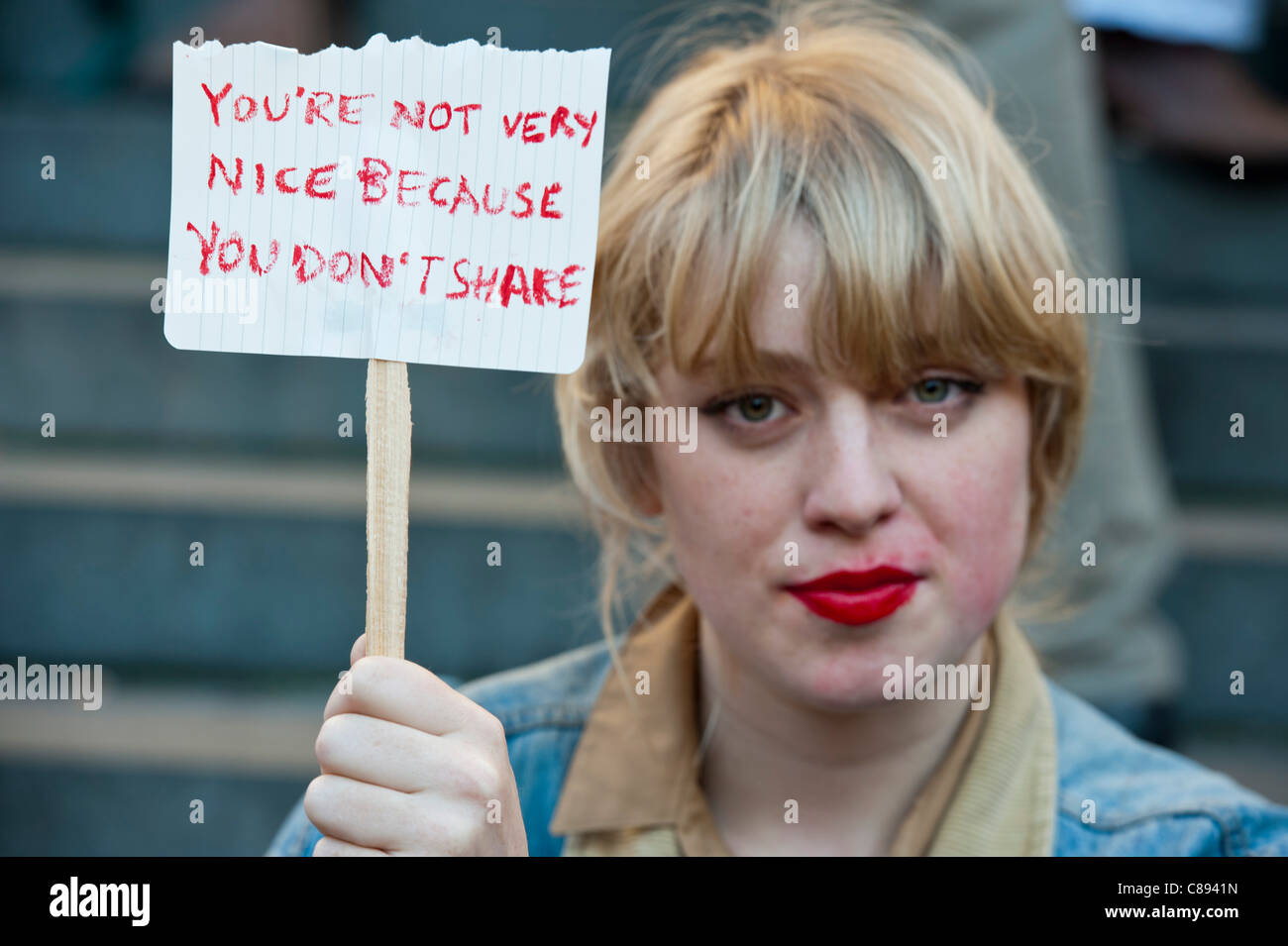 Hannah Dean travelled down from Rugby with a slogan thought up by her ...
