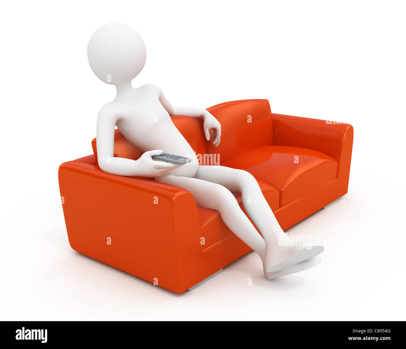 Man on sofa watching TV Stock Photo - Alamy