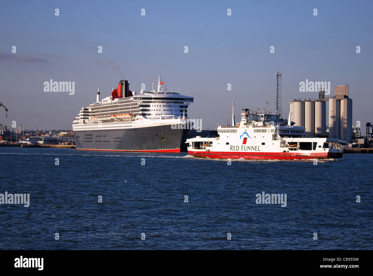 The Isle of Wight car ferry "Red Falcon" operated by Red Funnel passes ...