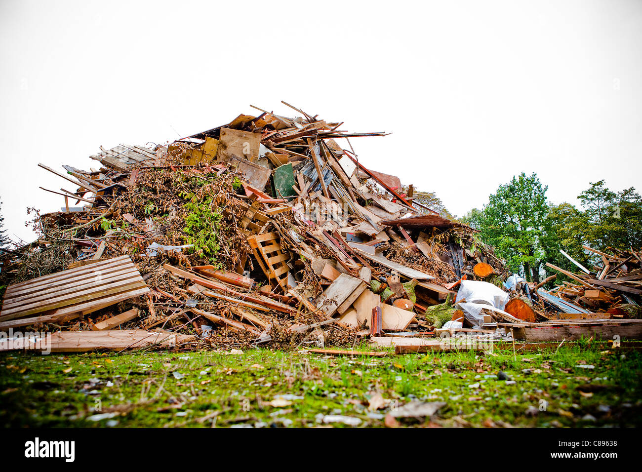 Preparation for a large communal bonfire for November the fifth 2011 in ...