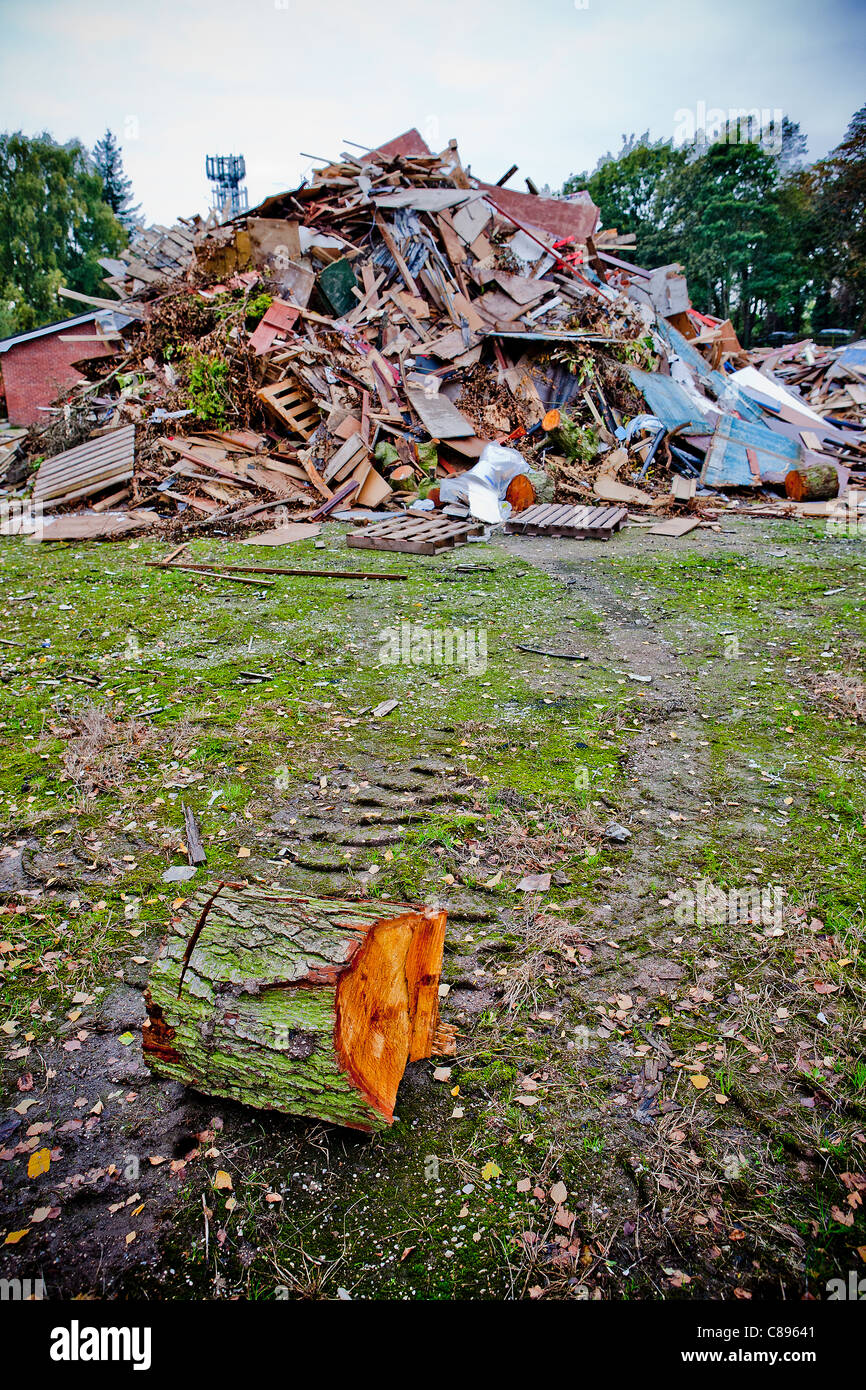 Preparation for a large communal bonfire for November the fifth 2011 in ...