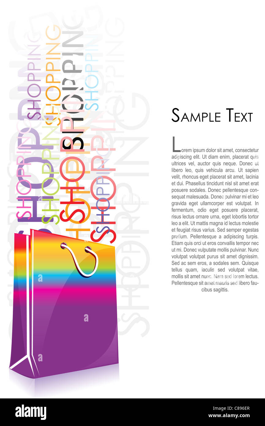 illustration of shopping with white background Stock Photo - Alamy