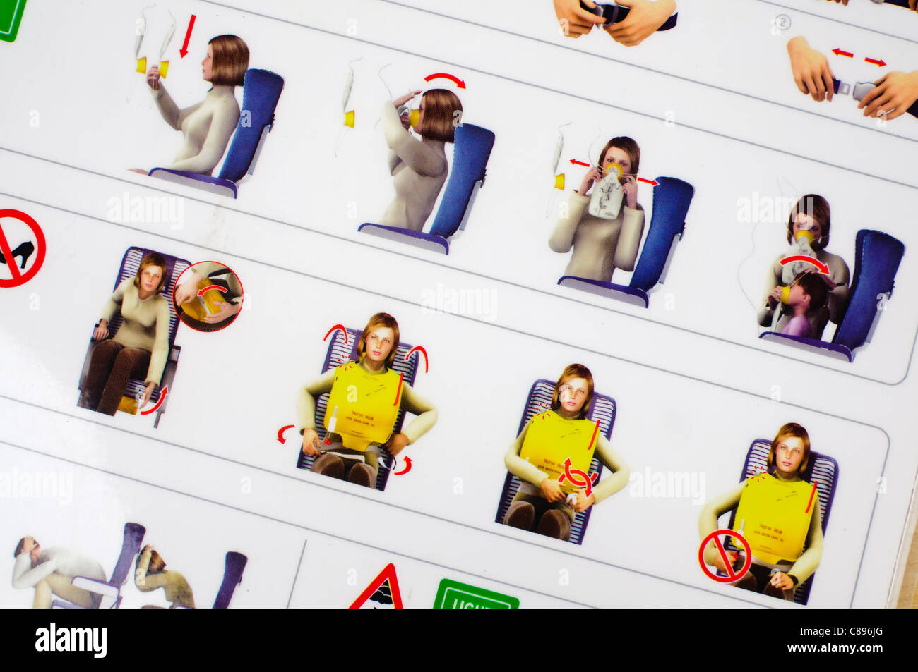 Airplane emergency exit card hi-res stock photography and images - Alamy