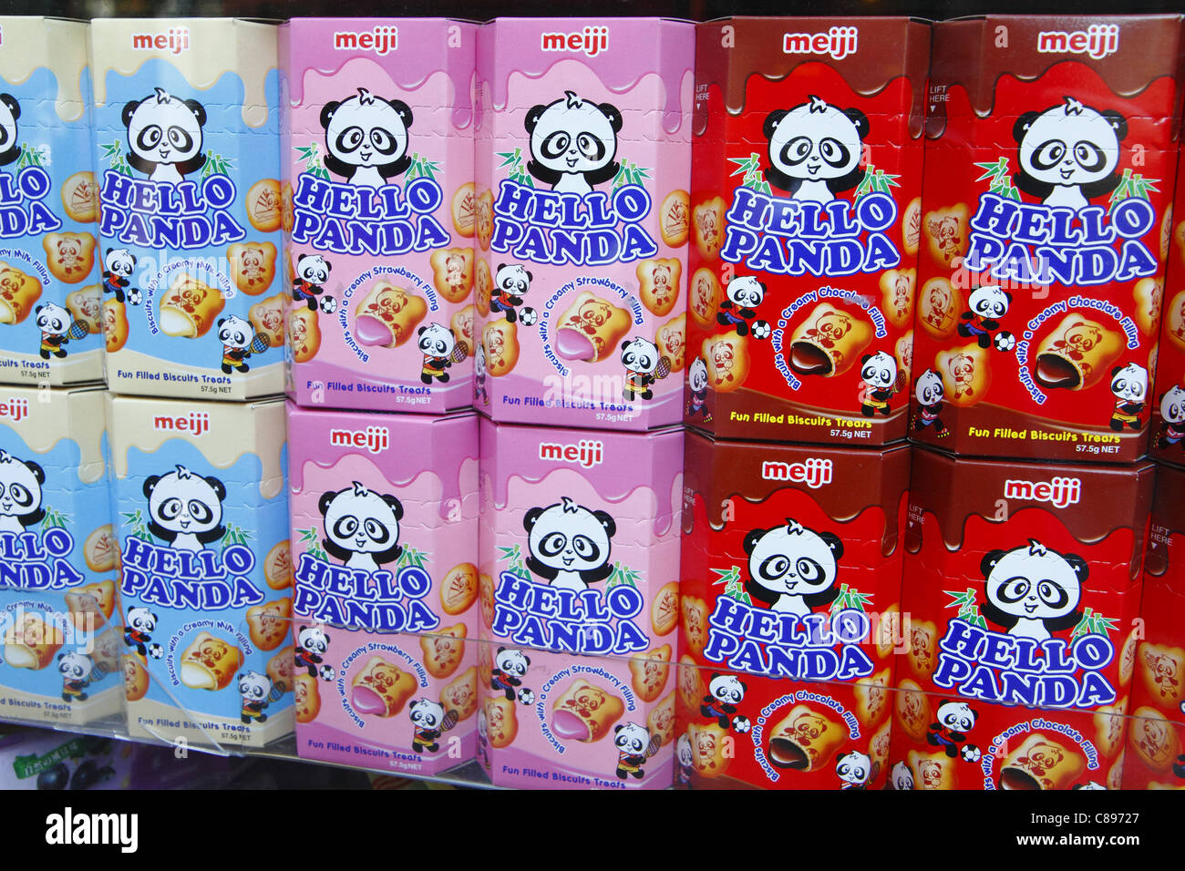 Boxes of Chinese novellty biscuits in supermarket, Gerrard street ...