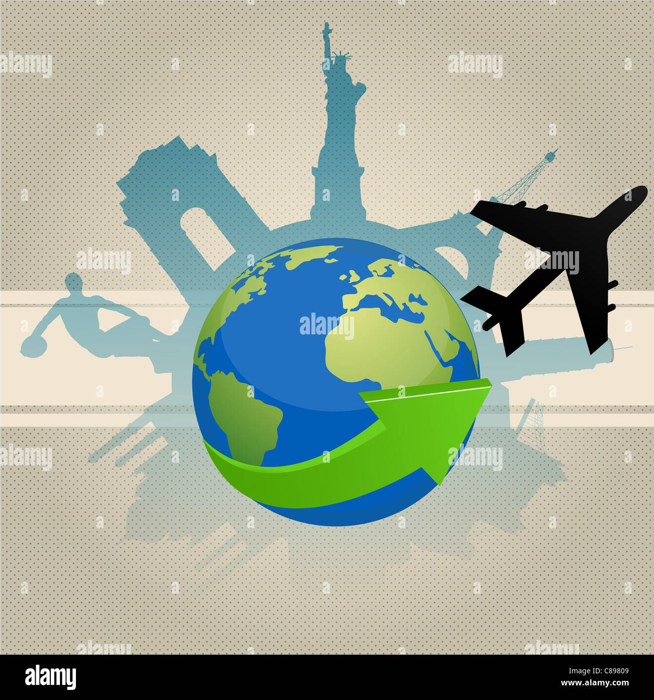 illustration of famous monuments around globe Stock Photo - Alamy