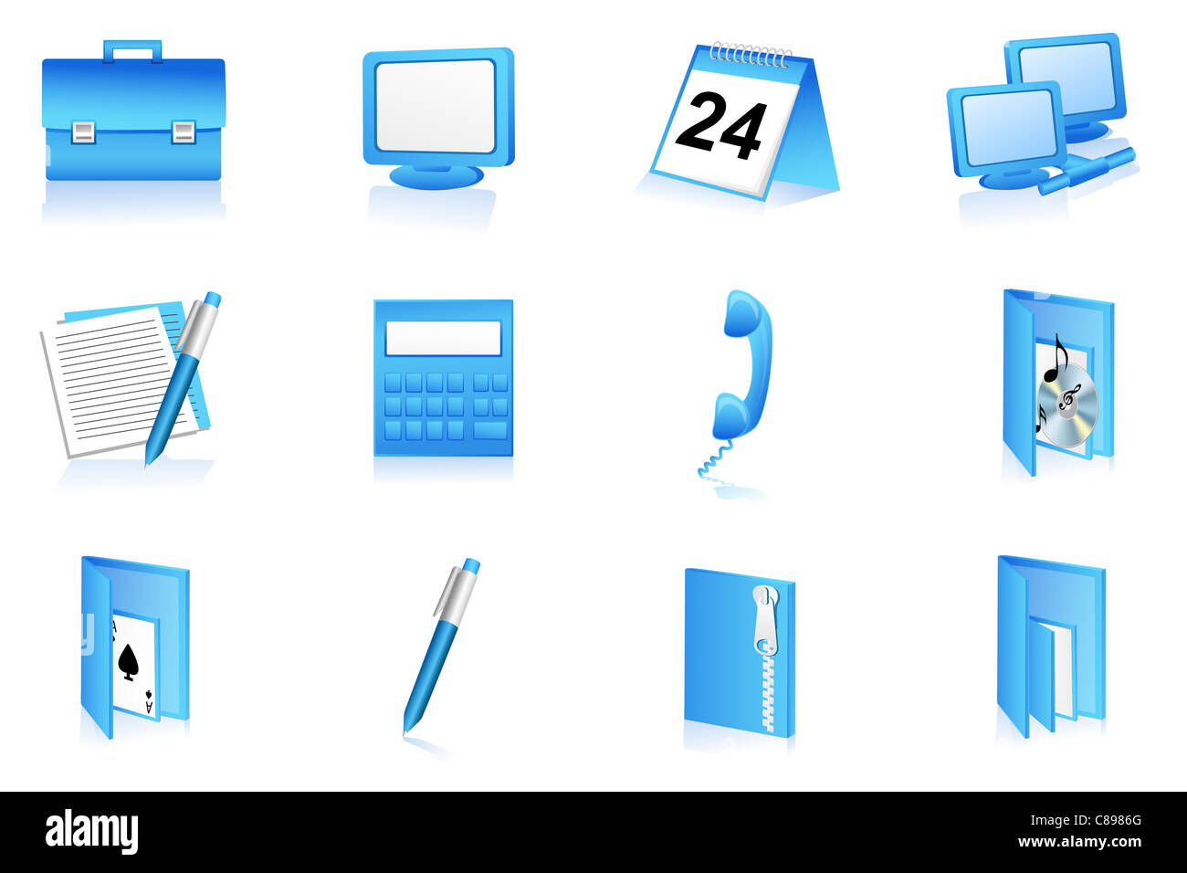 illustration of set of office icons on isolated background Stock Photo ...