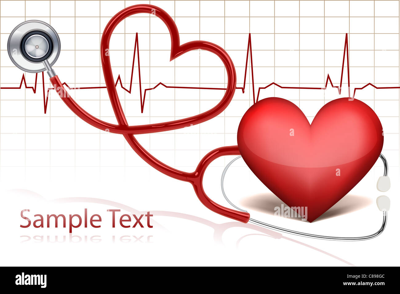 illustration of stethoscope on heart with life line Stock Photo - Alamy