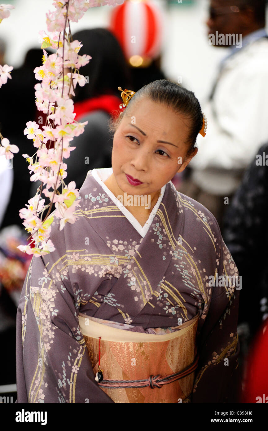 A Japanese woman in traditional dress at Hyuga, Miyazaki, Japan Stock ...