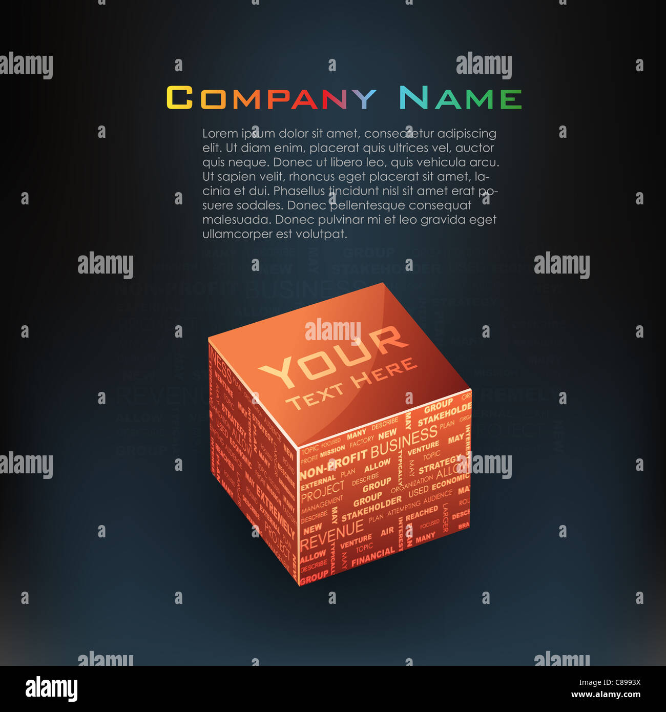 illustration of business template with business word on block Stock ...
