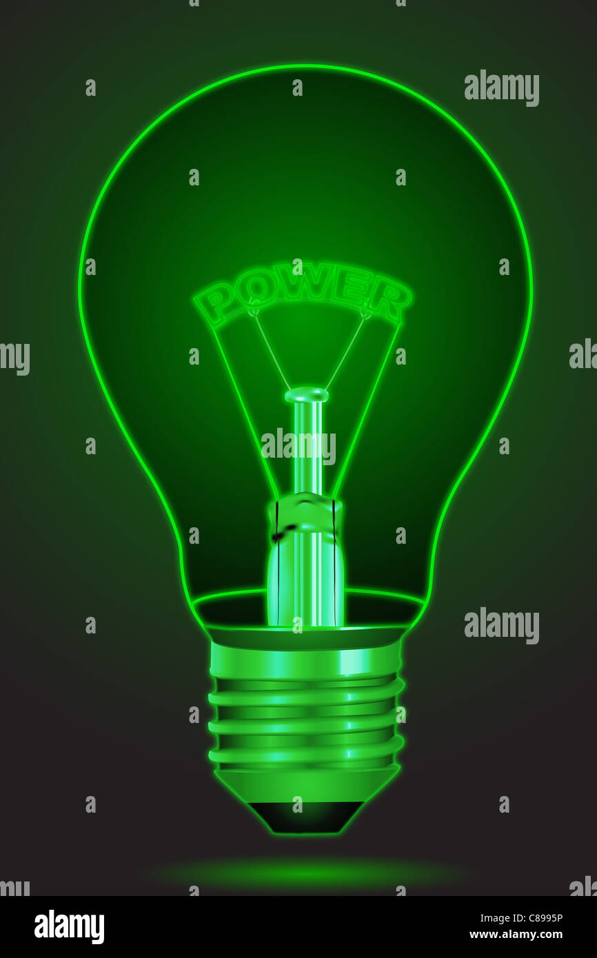 illustration of text power inside bulb Stock Photo - Alamy