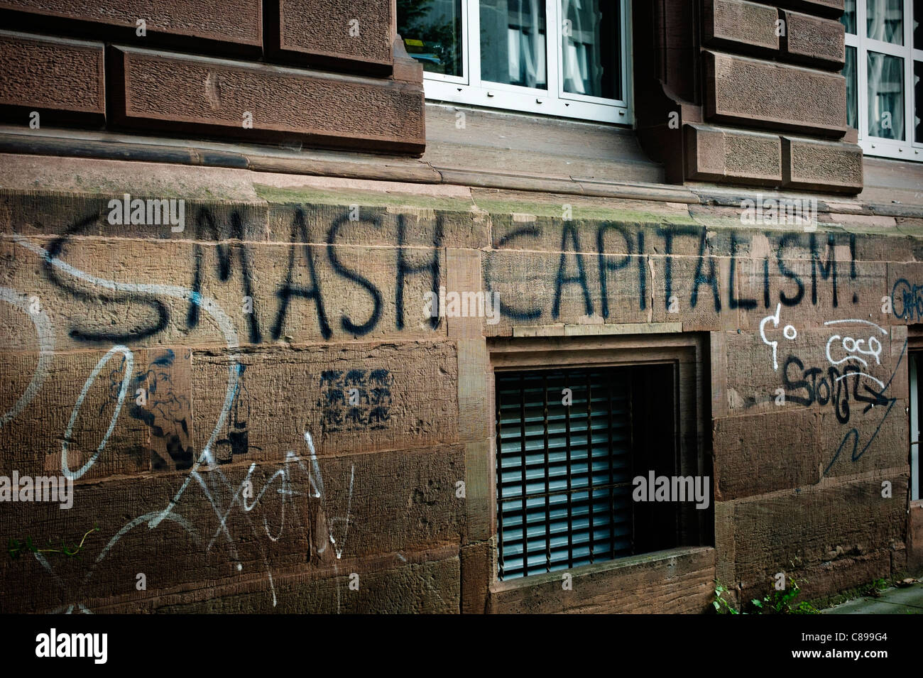Smash Capitalism graffiti Stuttgart University Stuttgart Germany Stock ...