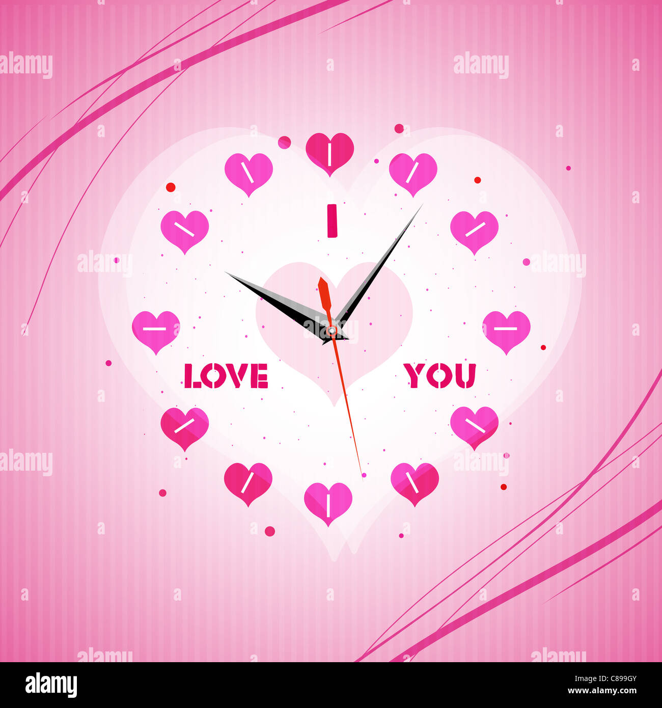 illustration of valentine clock Stock Photo - Alamy