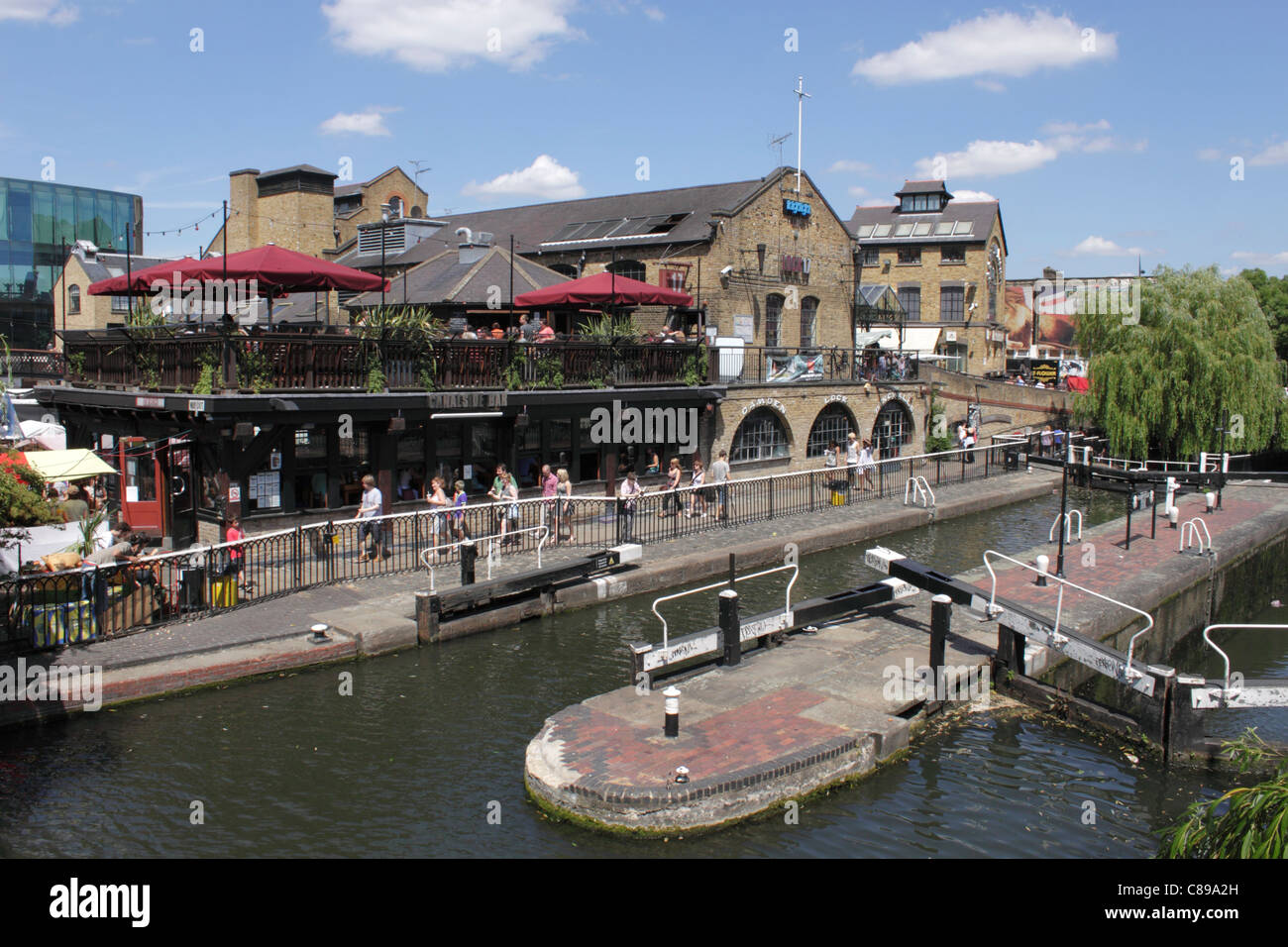 Canalside Bar and Camden Lock London summer 2010 Stock Photo - Alamy