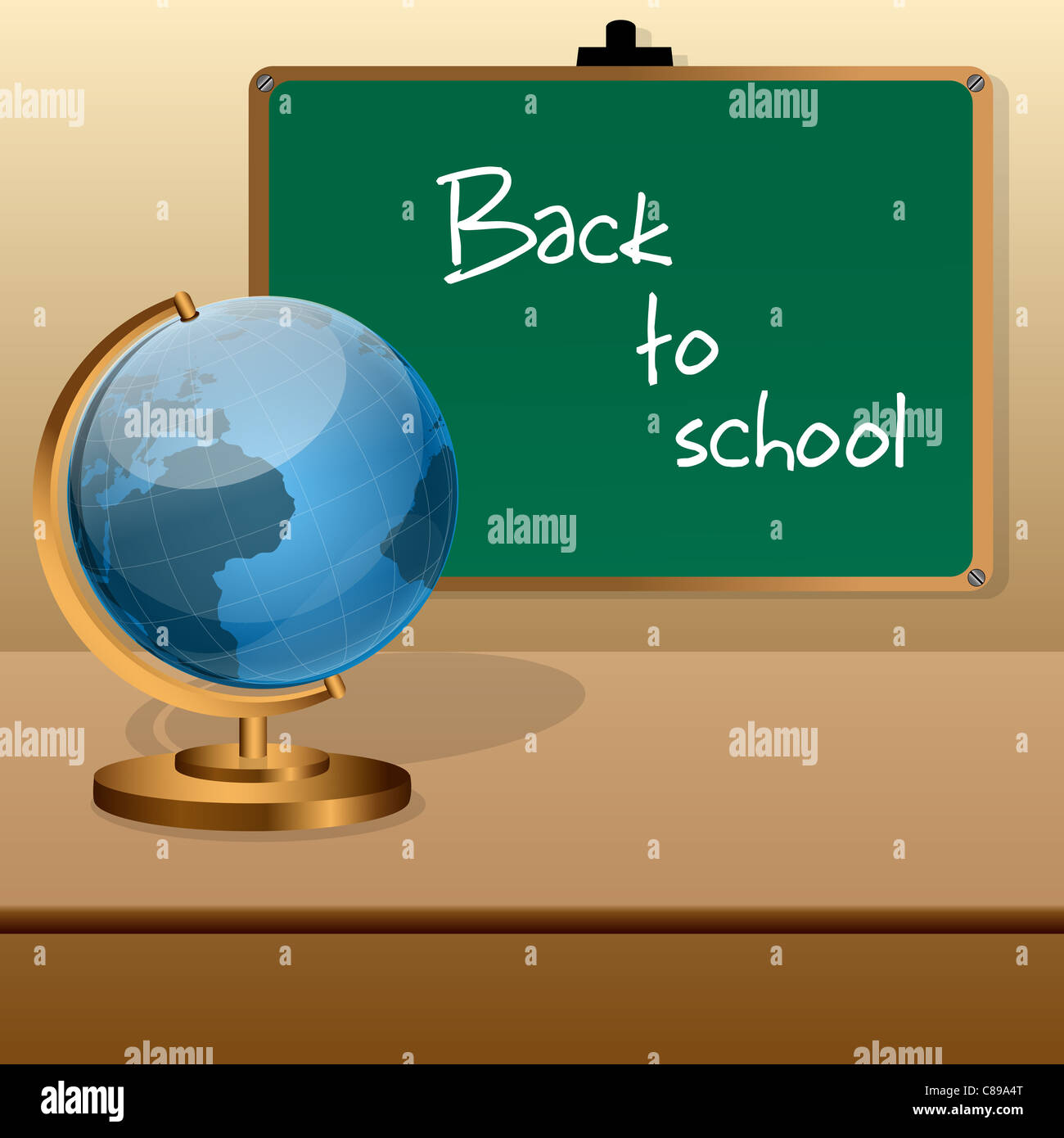illustration of back to school with globe Stock Photo - Alamy