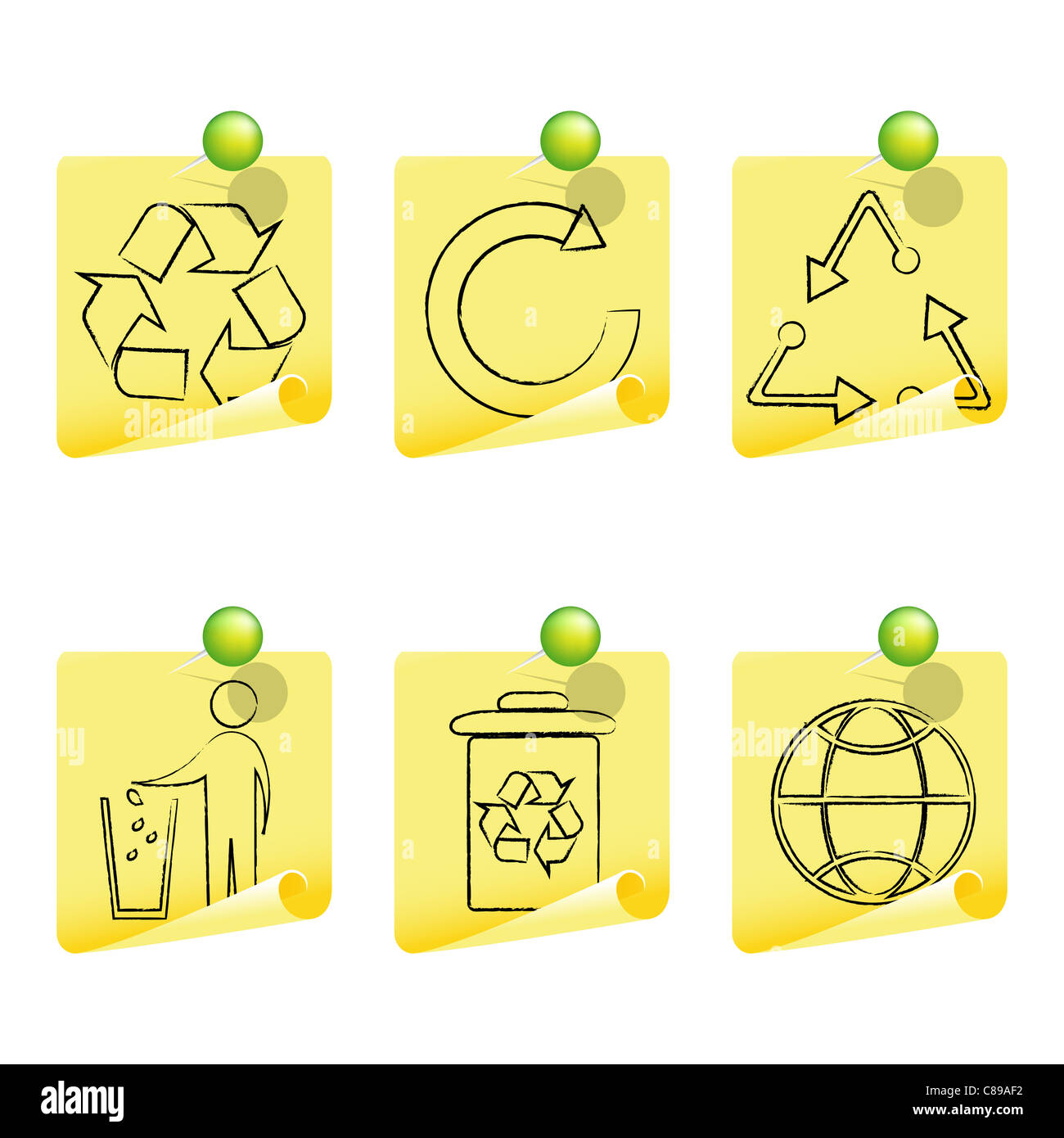 illustration of recycle sketch on white background Stock Photo - Alamy