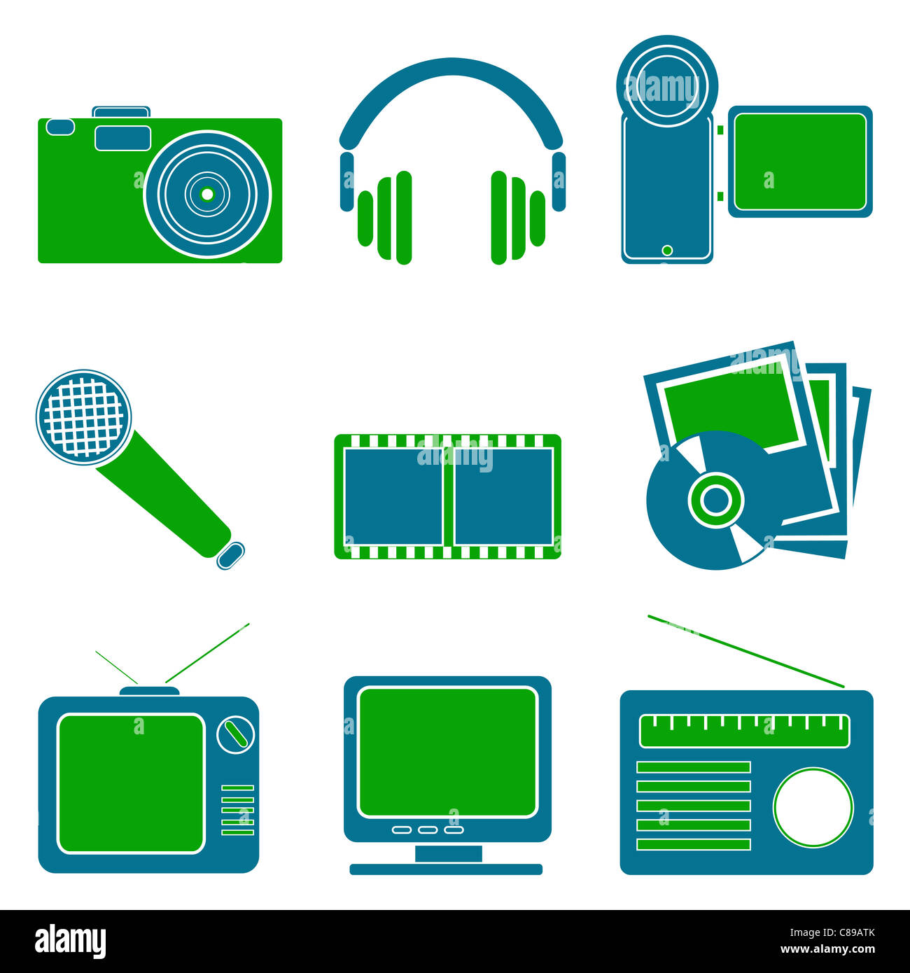 illustration of entertainment symbols on white background Stock Photo ...