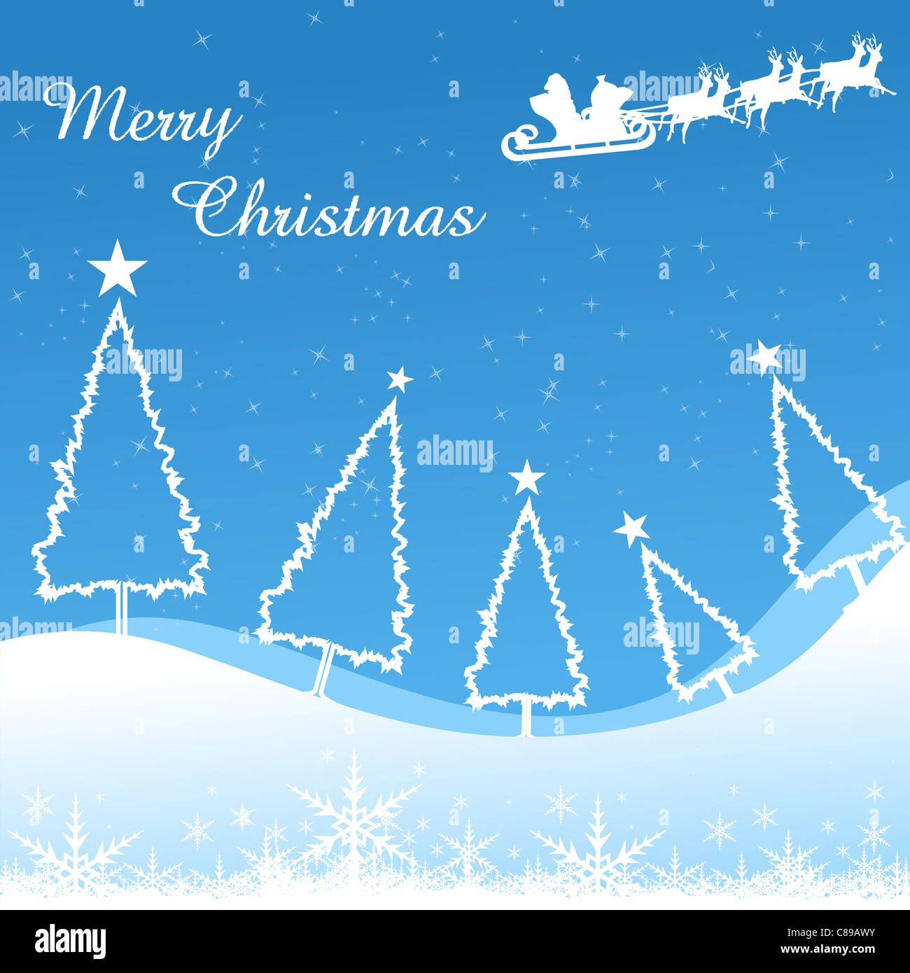 illustration of merry christmas card with x-mas tree Stock Photo - Alamy