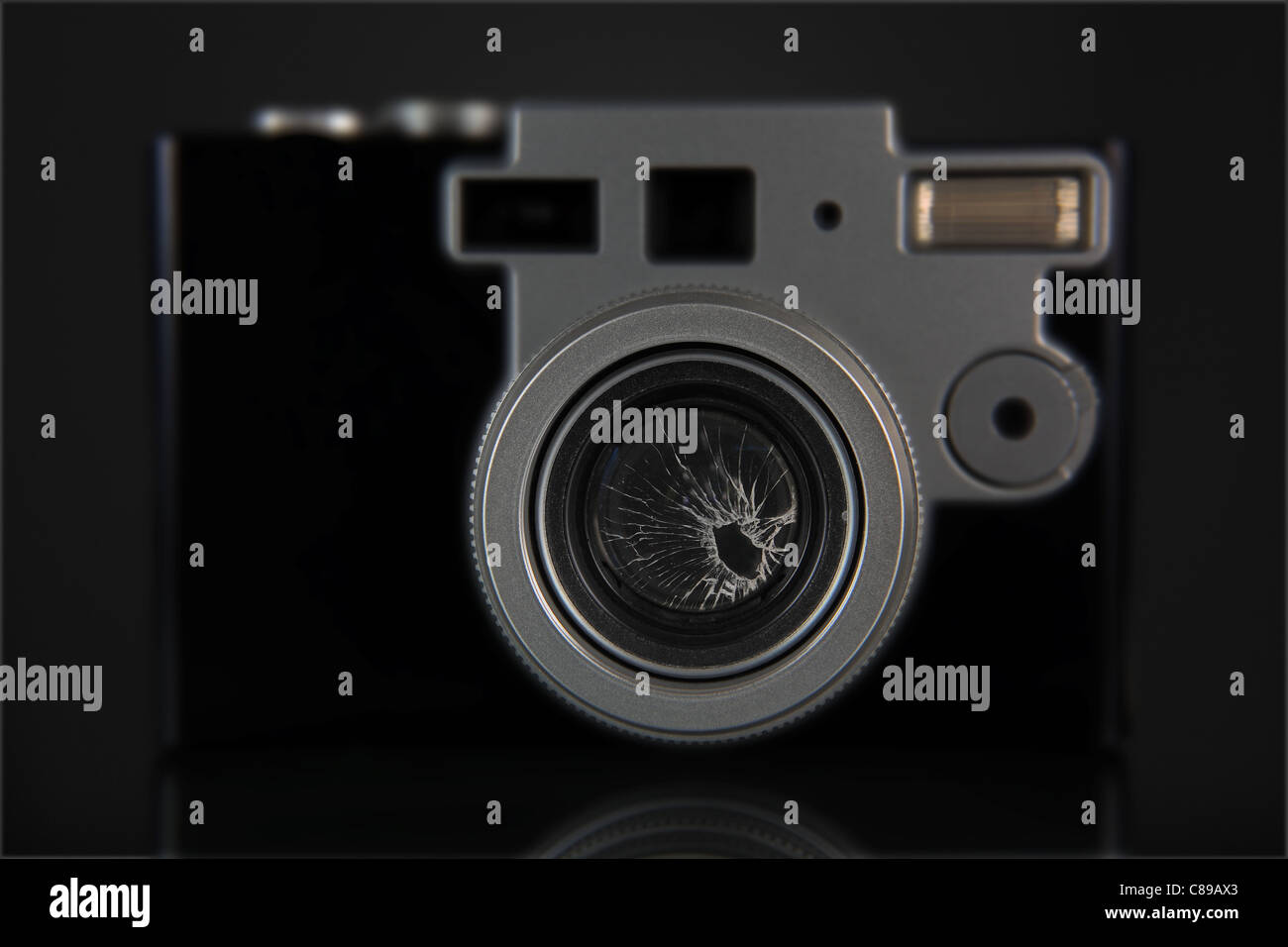 camera lens smashed. Low key and copy-space Stock Photo - Alamy