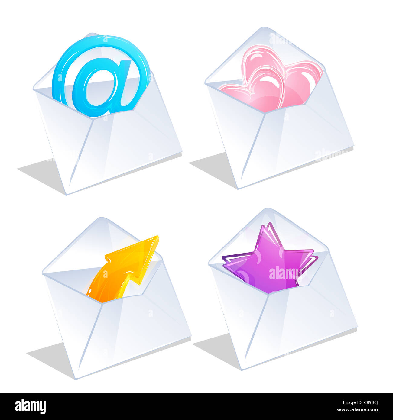 illustration of communication icons on white background Stock Photo - Alamy