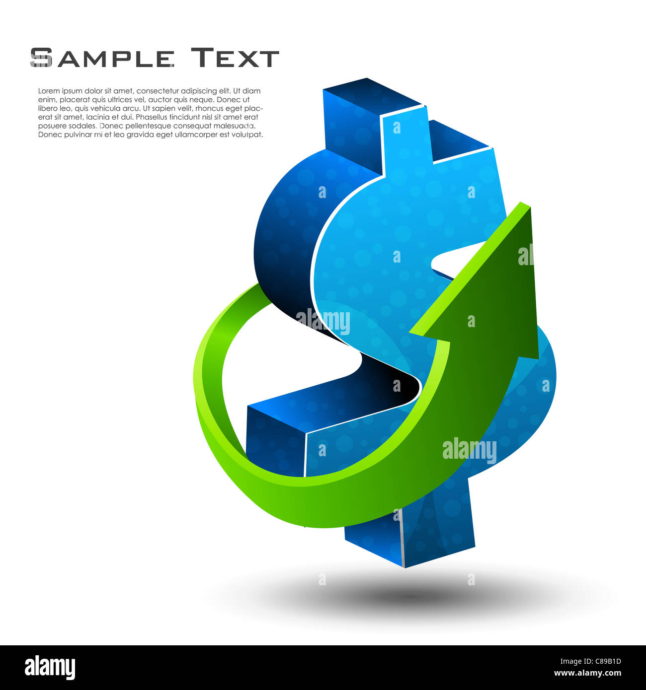 illustration of dollar sign with arrow on white background Stock Photo ...