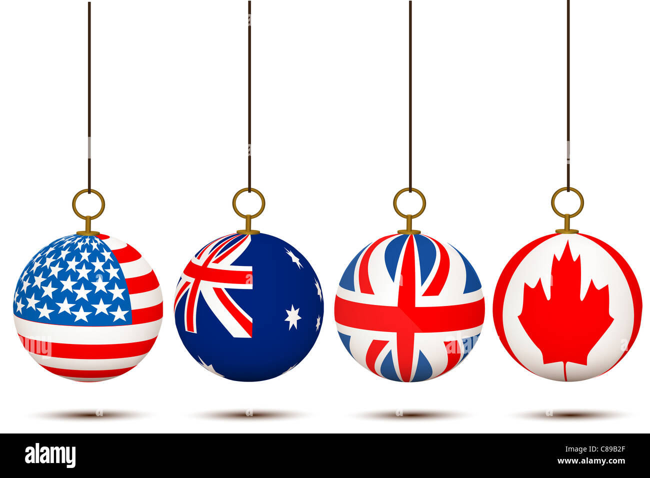 illustration of hanging country flag balls on white background Stock ...