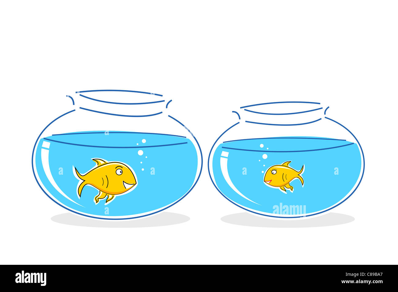 illustration of fish in tank on white background Stock Photo - Alamy
