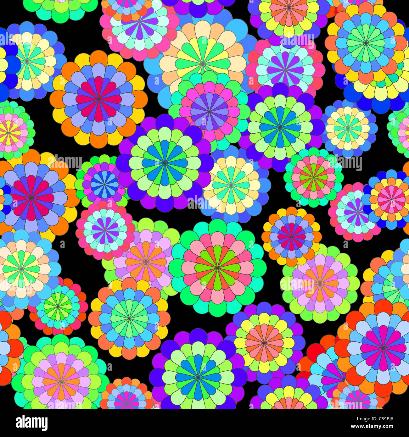 Seamless retro flowers card, abstract art Stock Photo - Alamy