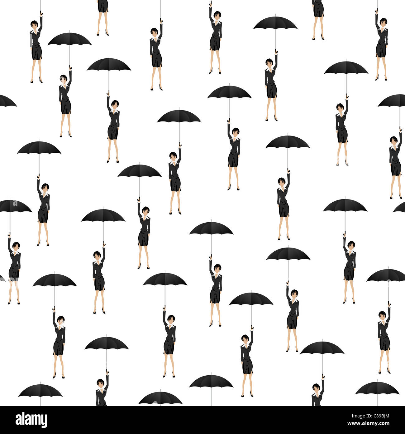 Girl with umbrella pattern Stock Photo - Alamy