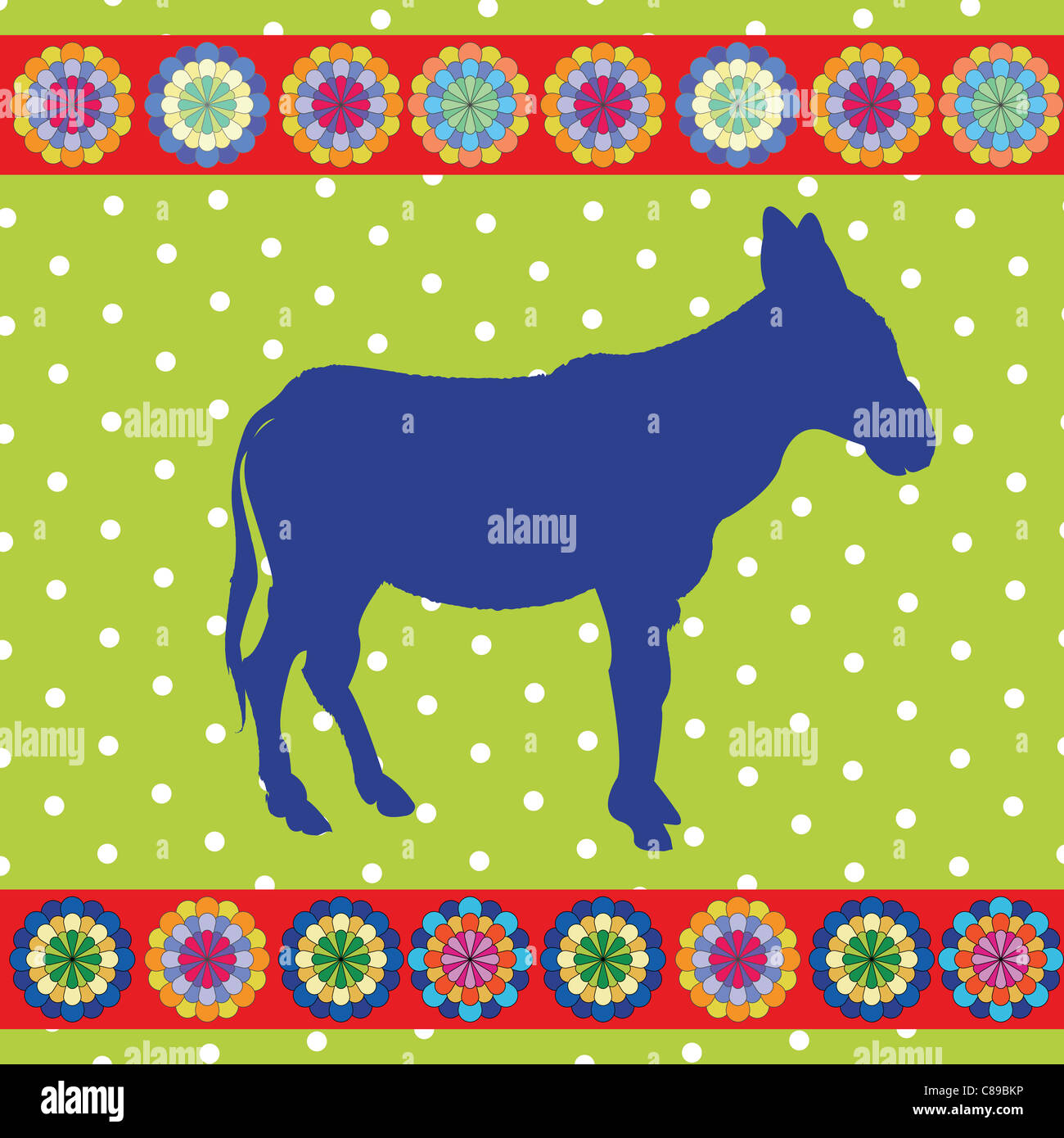 donkey clip art,retro style card Stock Photo - Alamy
