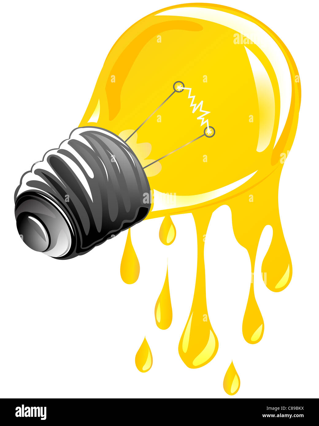 dripping energy light bulb. Isolated and grouped objects over white ...