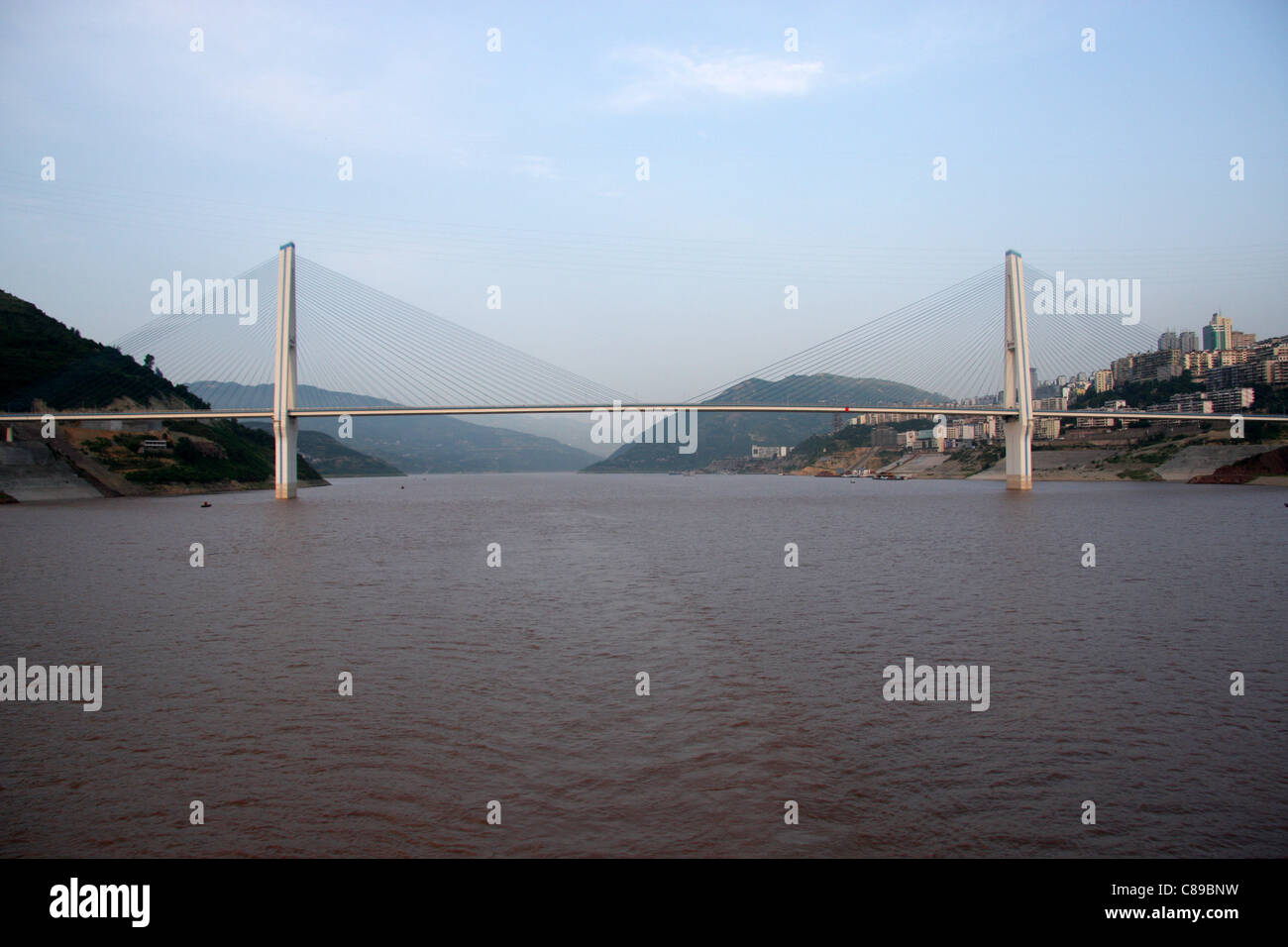 Looking Upstream at the Fengjie Yangtze River Bridge, Fengjie ...
