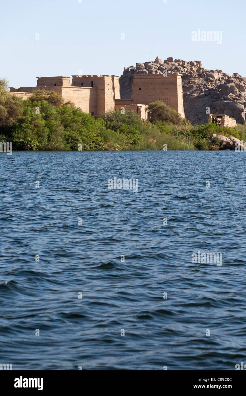 View Aglika Island from the waters of Lake Nasser, Temple of Isis at ...