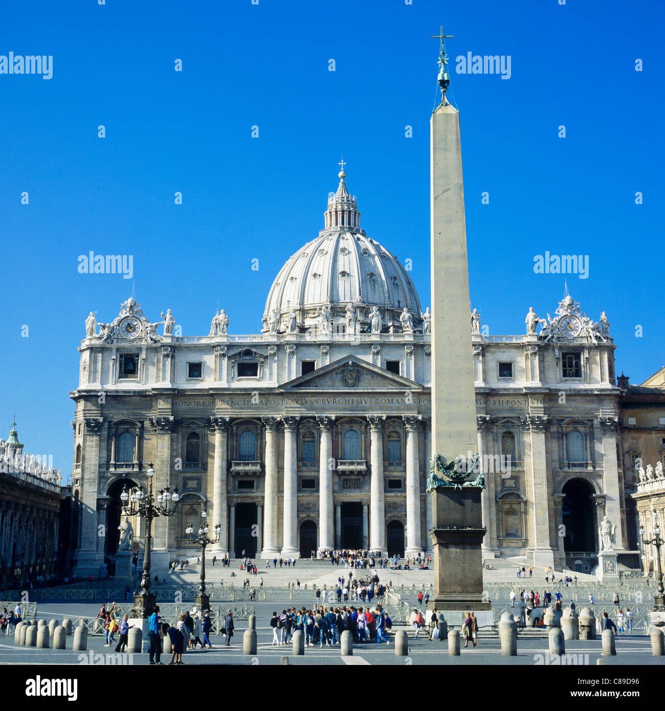 St Peter's square obelisk and basilica Vatican City Rome Italy Europe ...