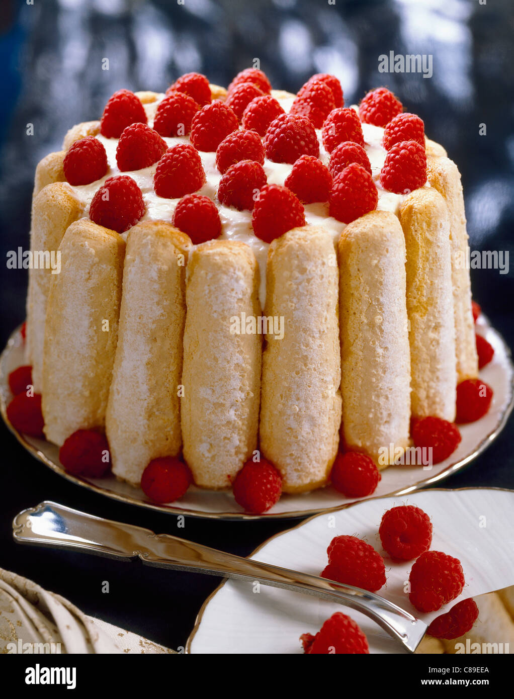 Raspberry charlotte dessert Stock Photo - Alamy