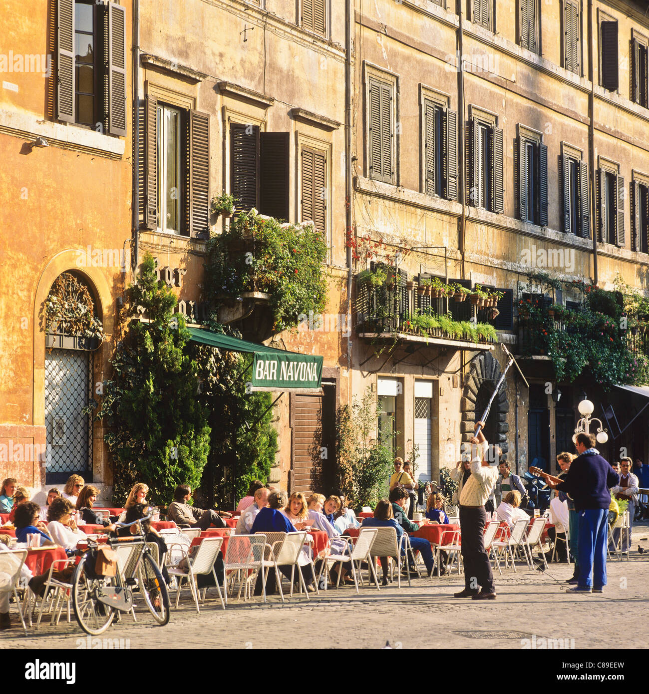 Cafe terrace Piazza Navona square Rome Italy Stock Photo - Alamy