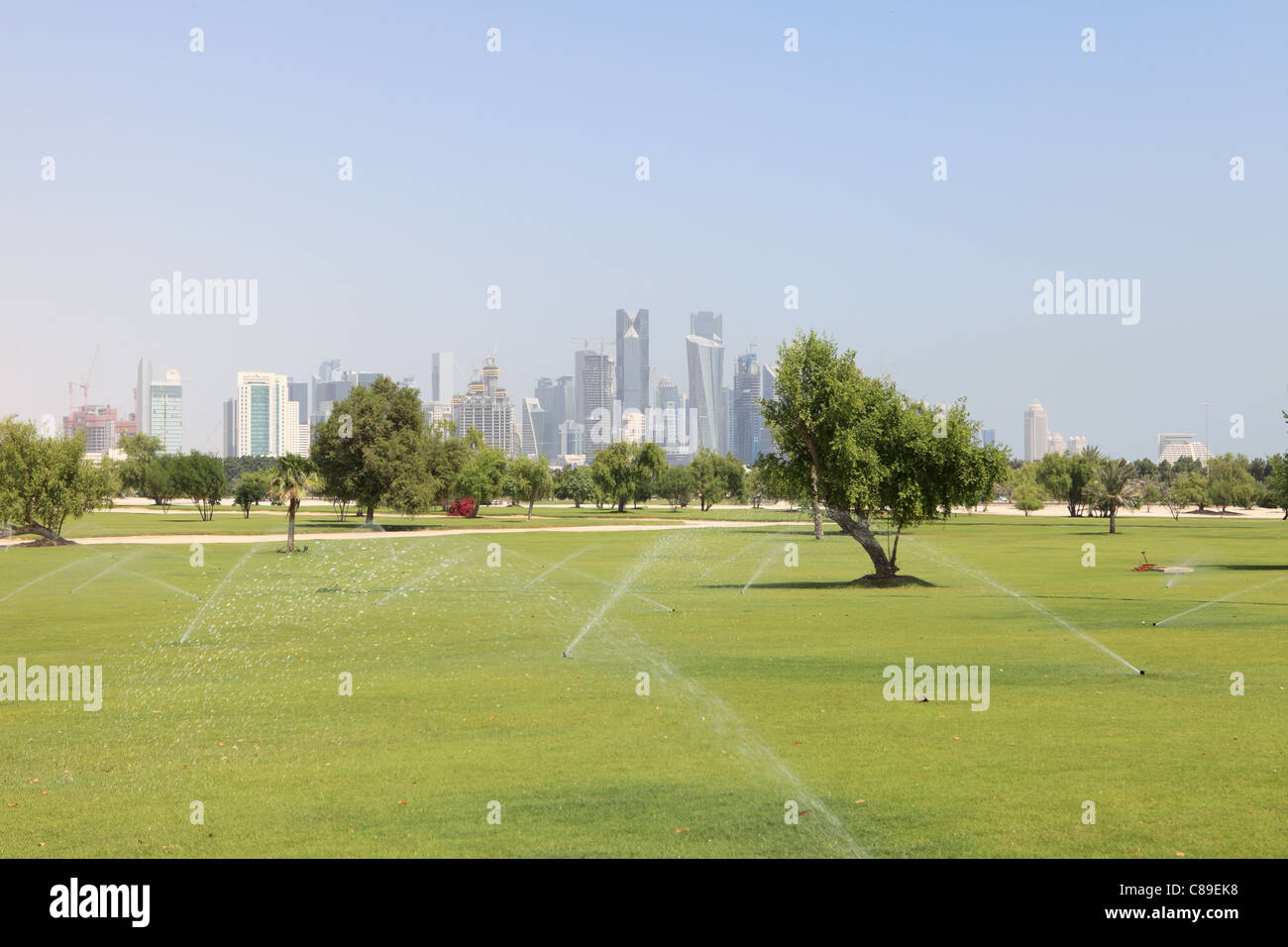 The rapidly expanding park area in Central Doha, Qatar, where the ...