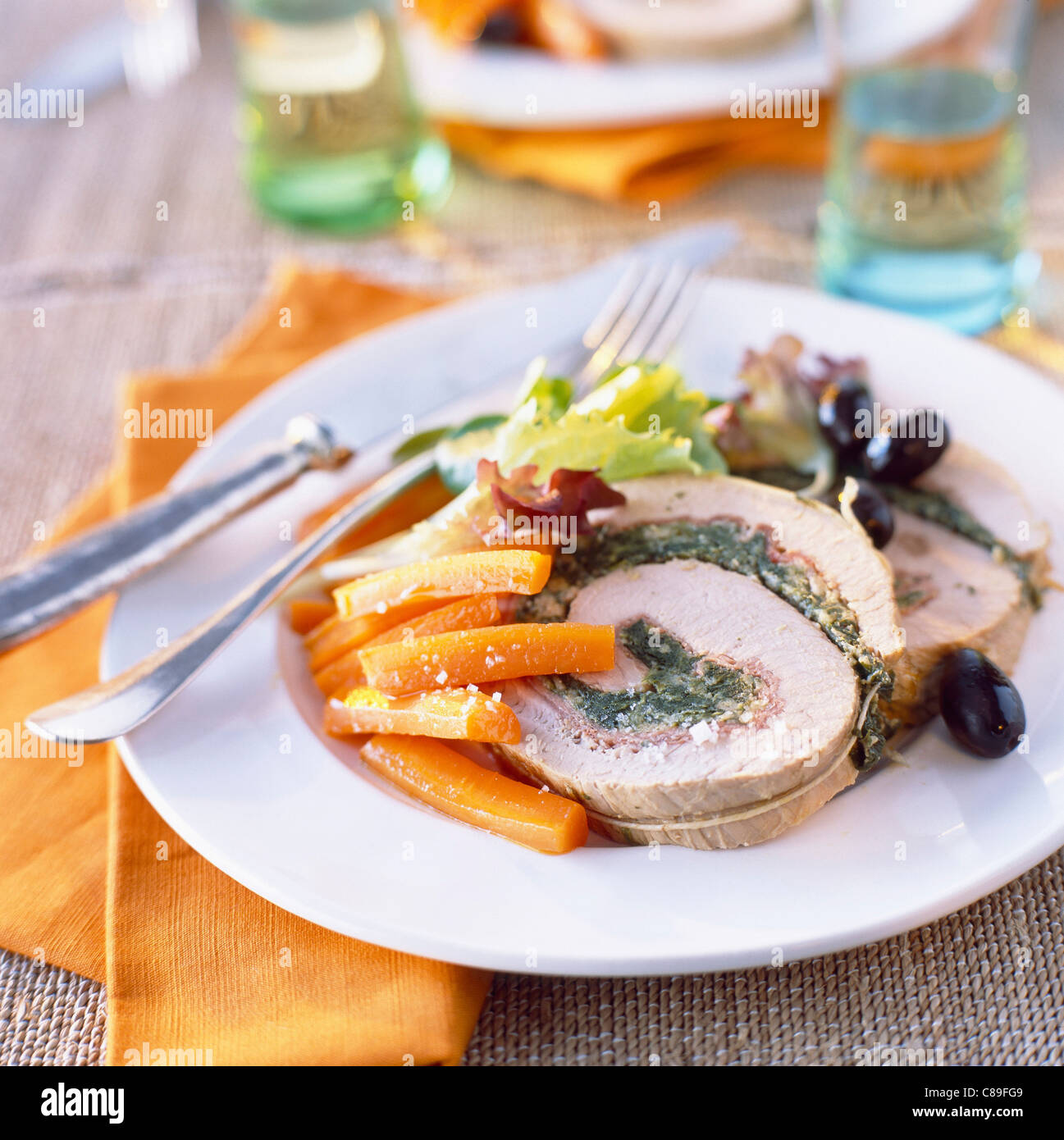 Rolled veal and herbs Stock Photo - Alamy