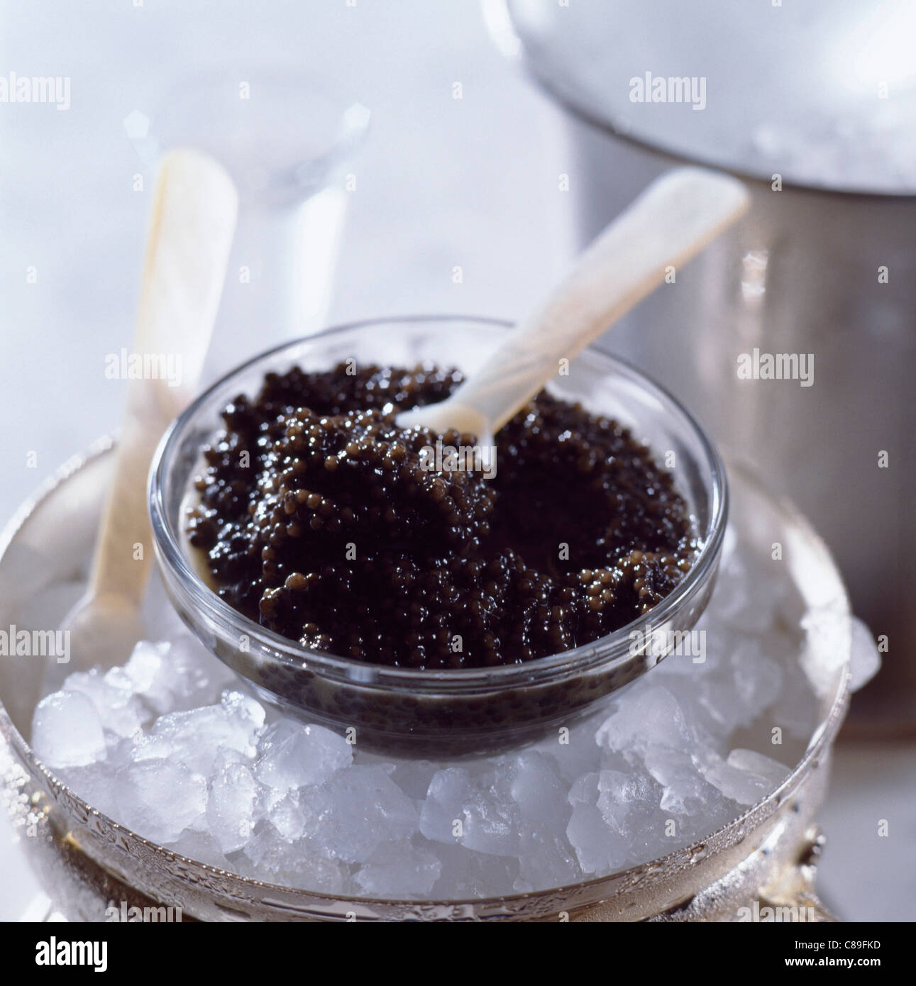 Caviar on bed of ice Stock Photo - Alamy