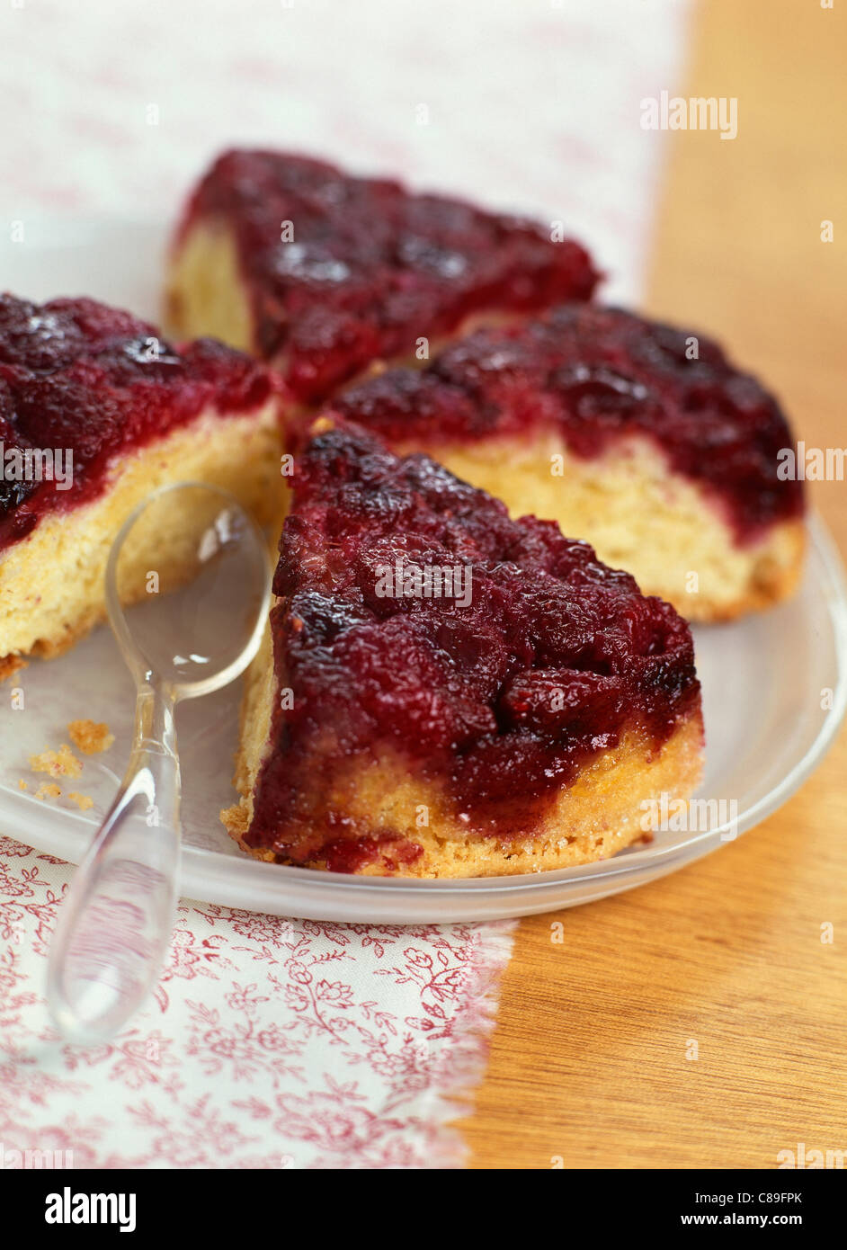 Upside down raspberry sponge cake Stock Photo - Alamy