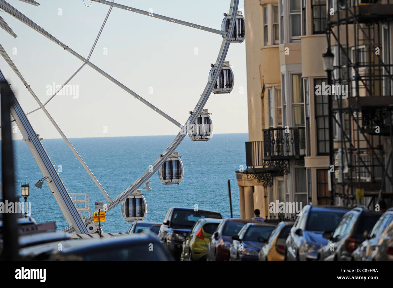A view from inland of the new Brighton Wheel or Wheel of Excellence on ...