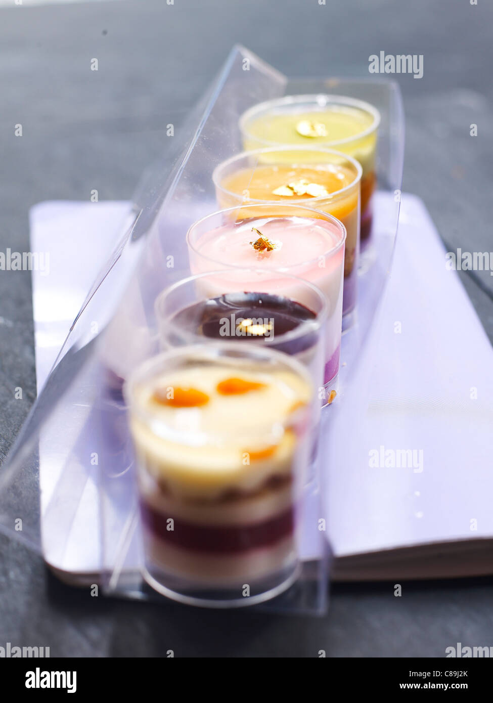 Assorted cream desserts Stock Photo - Alamy