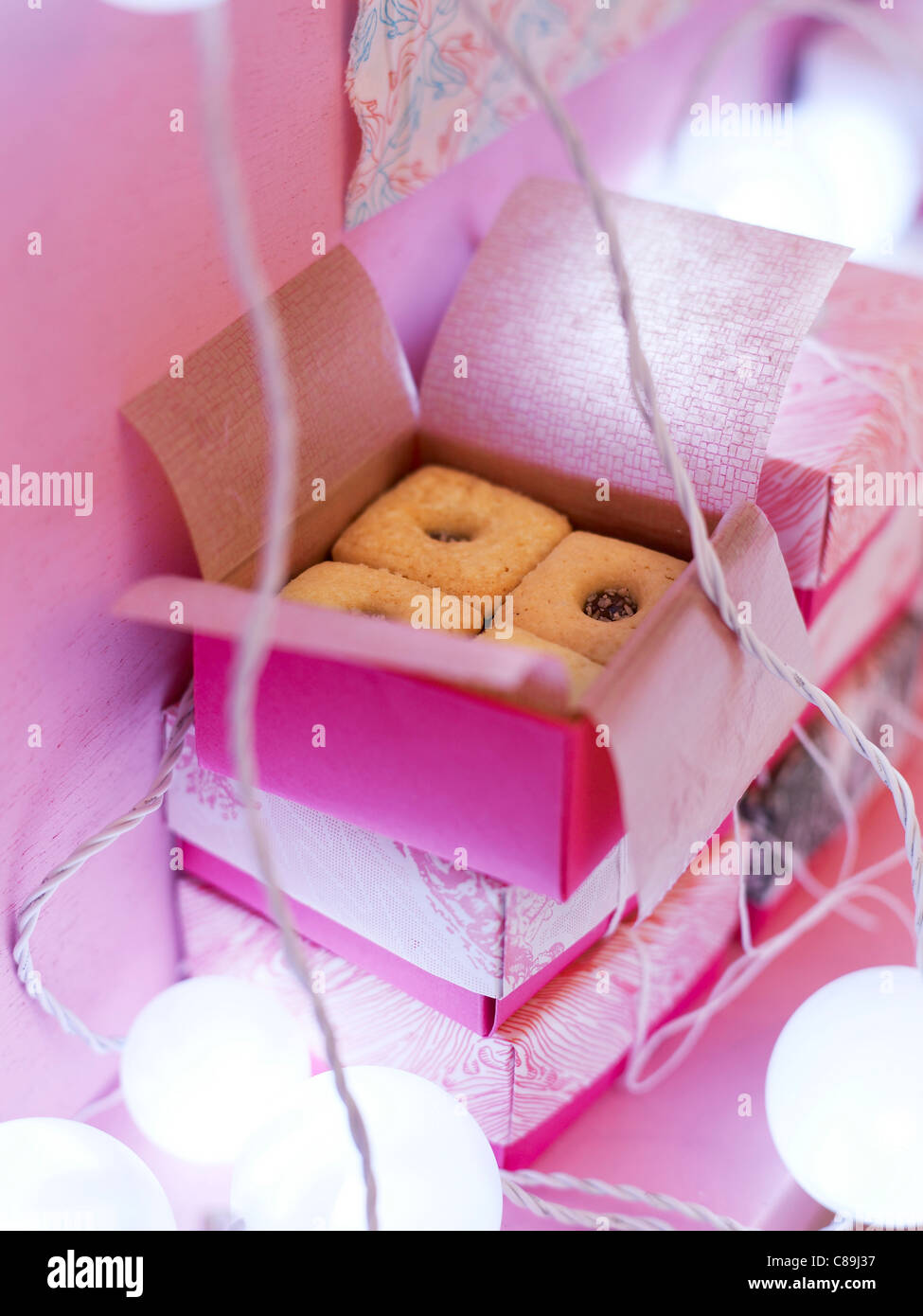 Box of jam cookies Stock Photo - Alamy