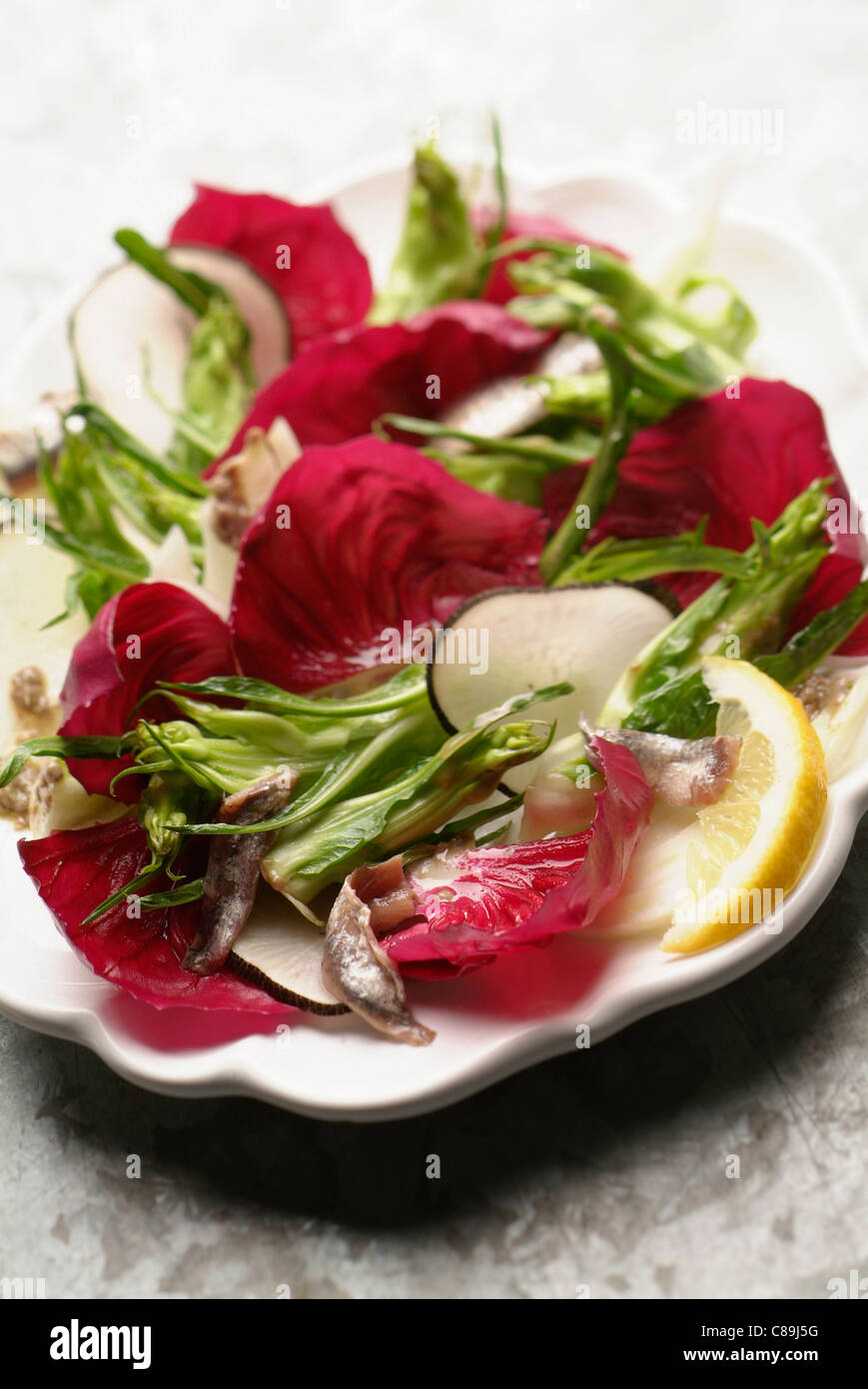 Puntarella and anchovy salad Stock Photo - Alamy