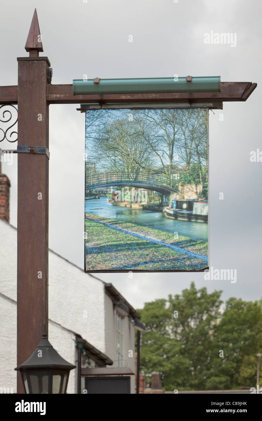 The Bridgewater hotel and pub sign, Worsley, England Stock Photo - Alamy