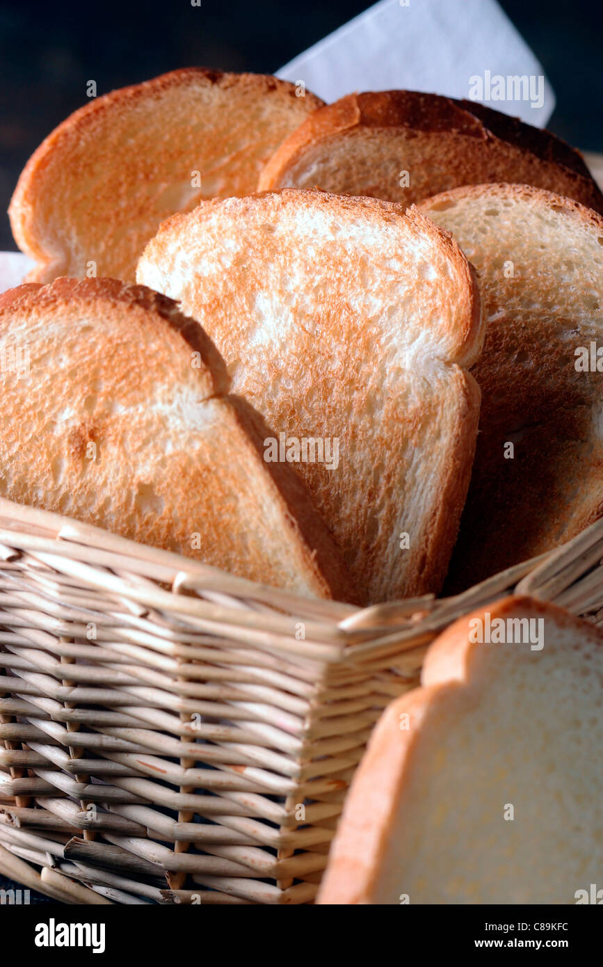 Basket of toast Stock Photo - Alamy
